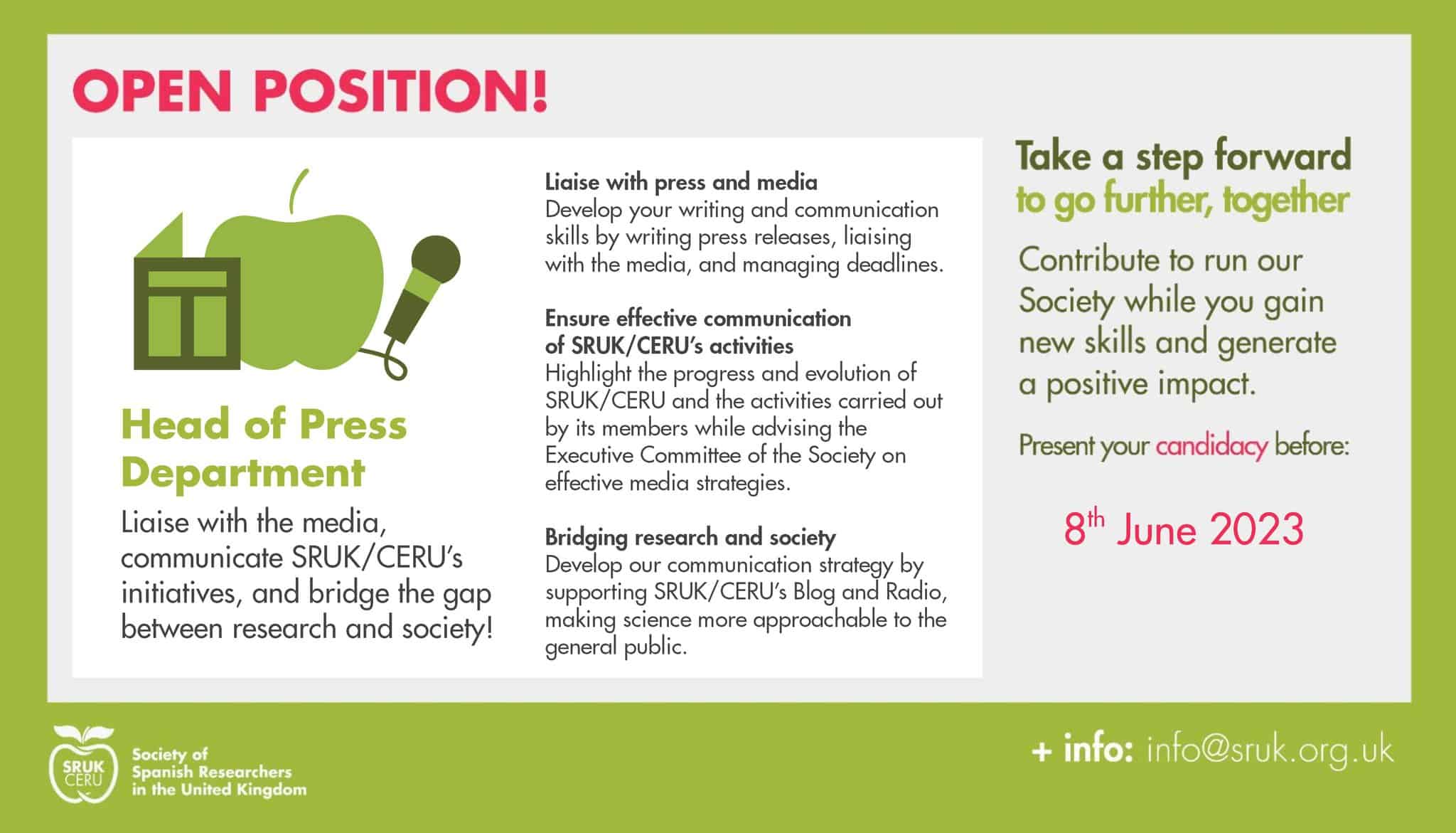 Open Role: Head of the Press Department - Sruk