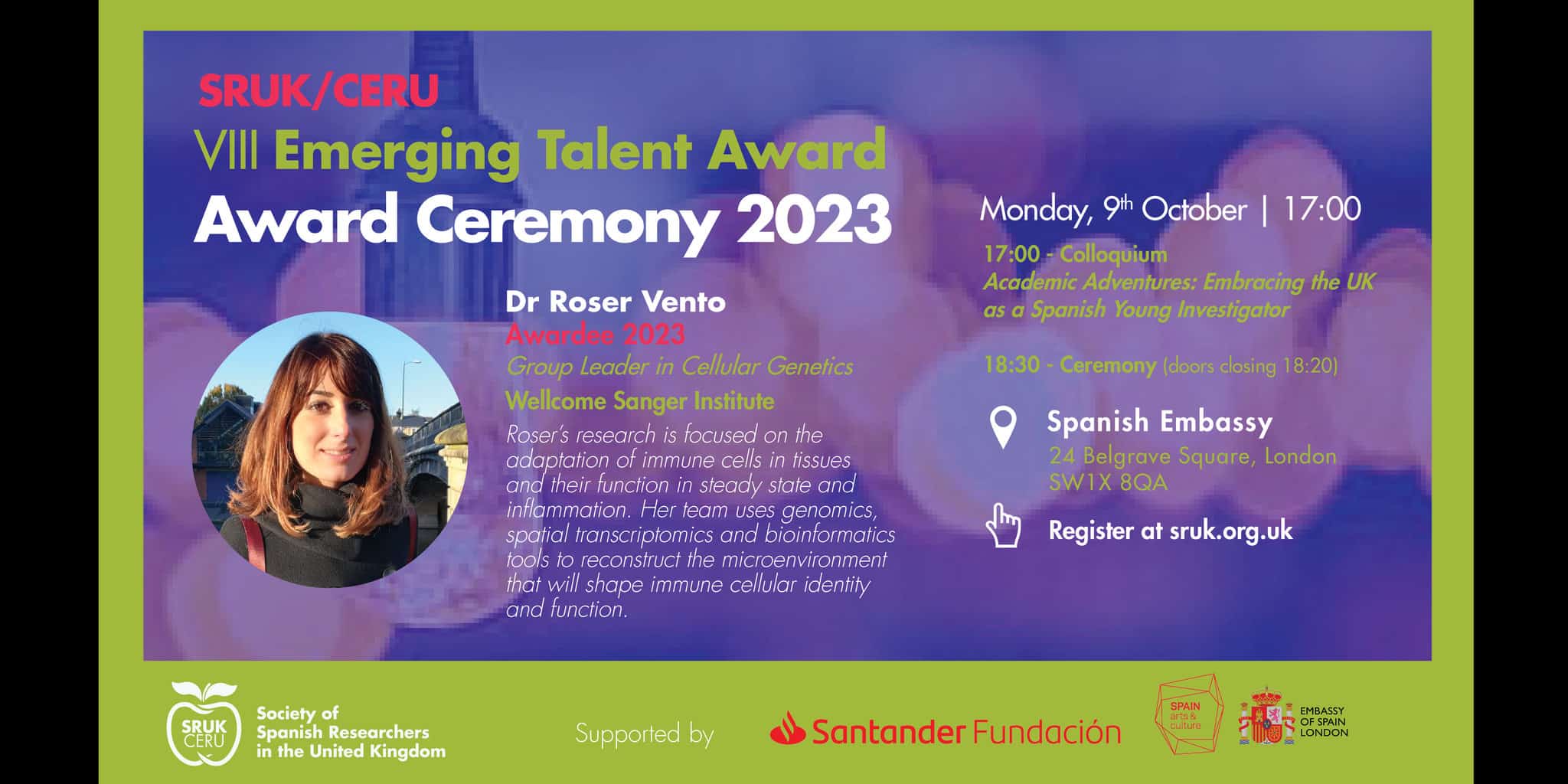 SRUK/CERU Emerging Talent Award Ceremony 2023 - Society of Spanish Researchers in the United Kingdom