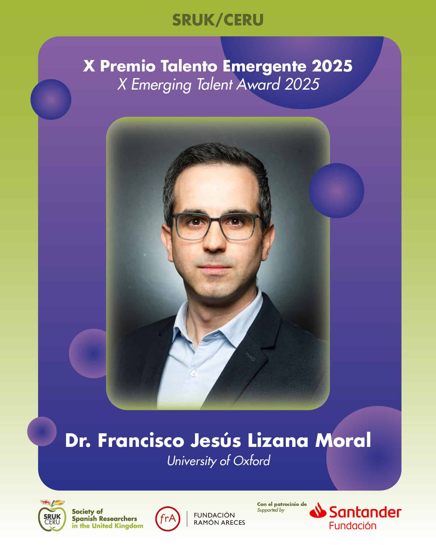 Dr Francisco Jesús Lizana Moral receives the SRUK/CERU Emerging Talent ...